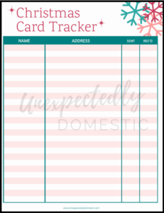 Christmas Card Tracker - Free Holiday Printables!